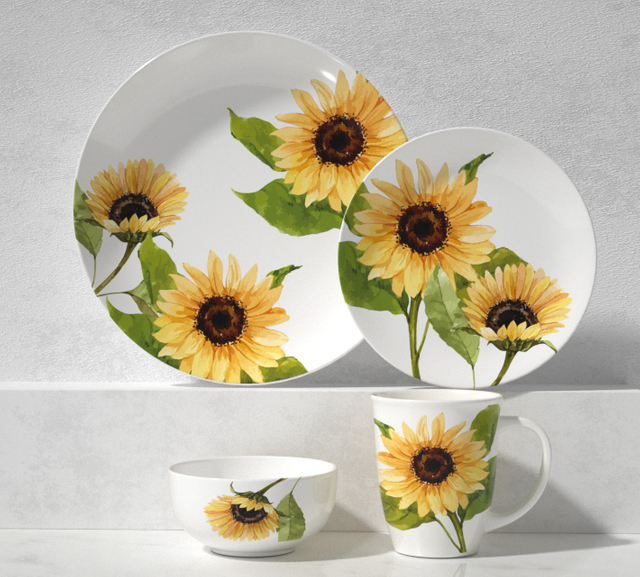 China Ceramic 16-Piece Dinnerware Set -Ink Sunflower manufacturers ...